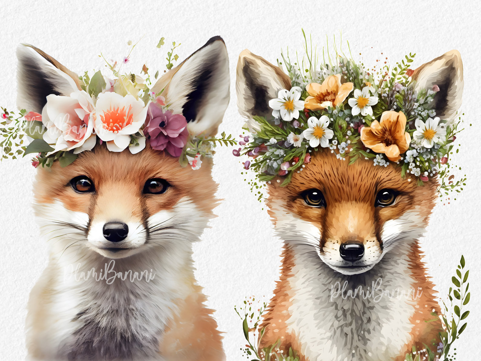 Cute Watercolour Foxes Clipart Bundle Cute Woodland Animals - Etsy