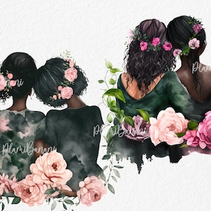 Best Friend Clipart, Best Friends Flowers Illustration, Afro Girl ...