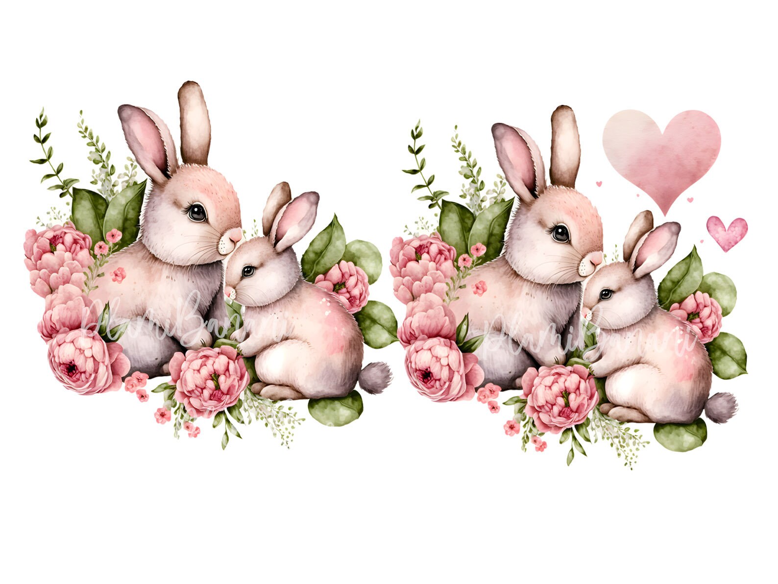 Watercolor Spring Clipart, Bunny Rabbit Planner Stickers, Cute Baby ...