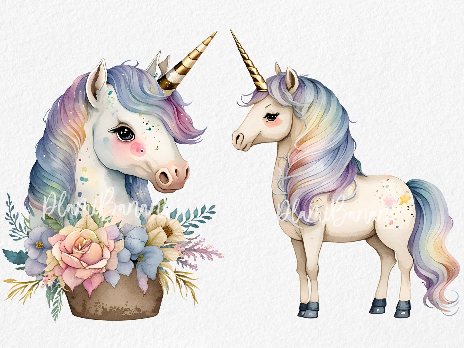 Watercolor Unicorn Clipart Unicorn Png Rainbow Unicorn - Etsy