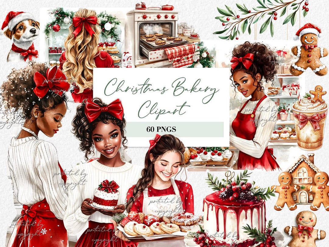 Christmas Bakery Clipart Festive Baking Illustration Holiday Cookies ...