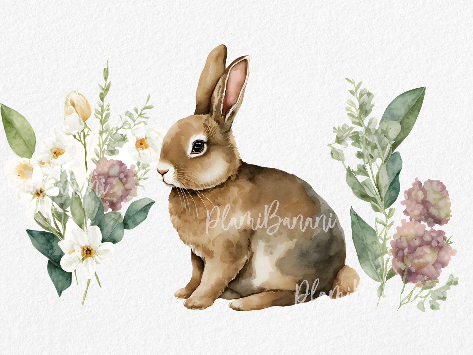 Bunny Rabbit Watercolor Clipart Planner Stickers Cute Baby - Etsy