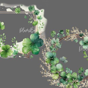 Watercolor Clover Wreath Frames St. Patricks Day Clipart Set, St ...