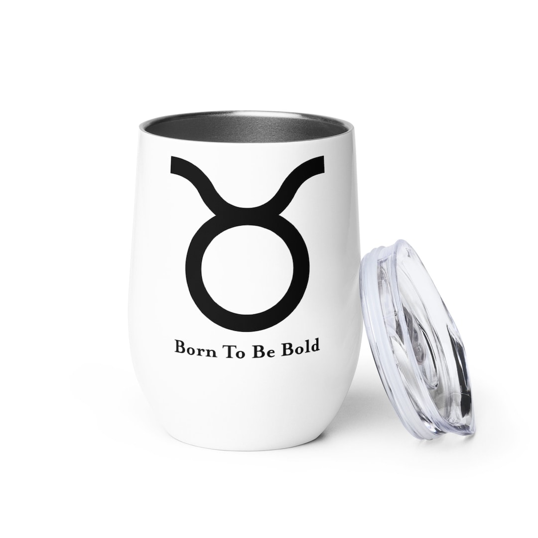 Taurus Zodiac Wine Tumbler With Text, Stemless Zodiac Taurus Travel Mug ...