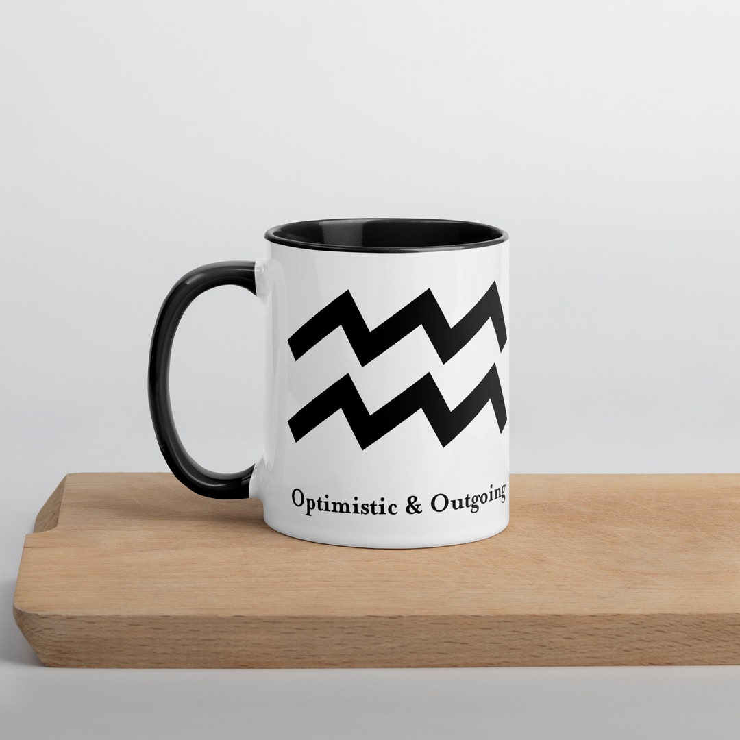 Aquarius Zodiac Mug With Text, Black and White Zodiac Ceramic Mug ...