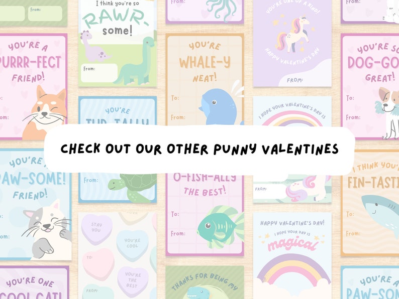 Printable Animal Valentines Card Bundle for Class, Kids Valentine's Day ...