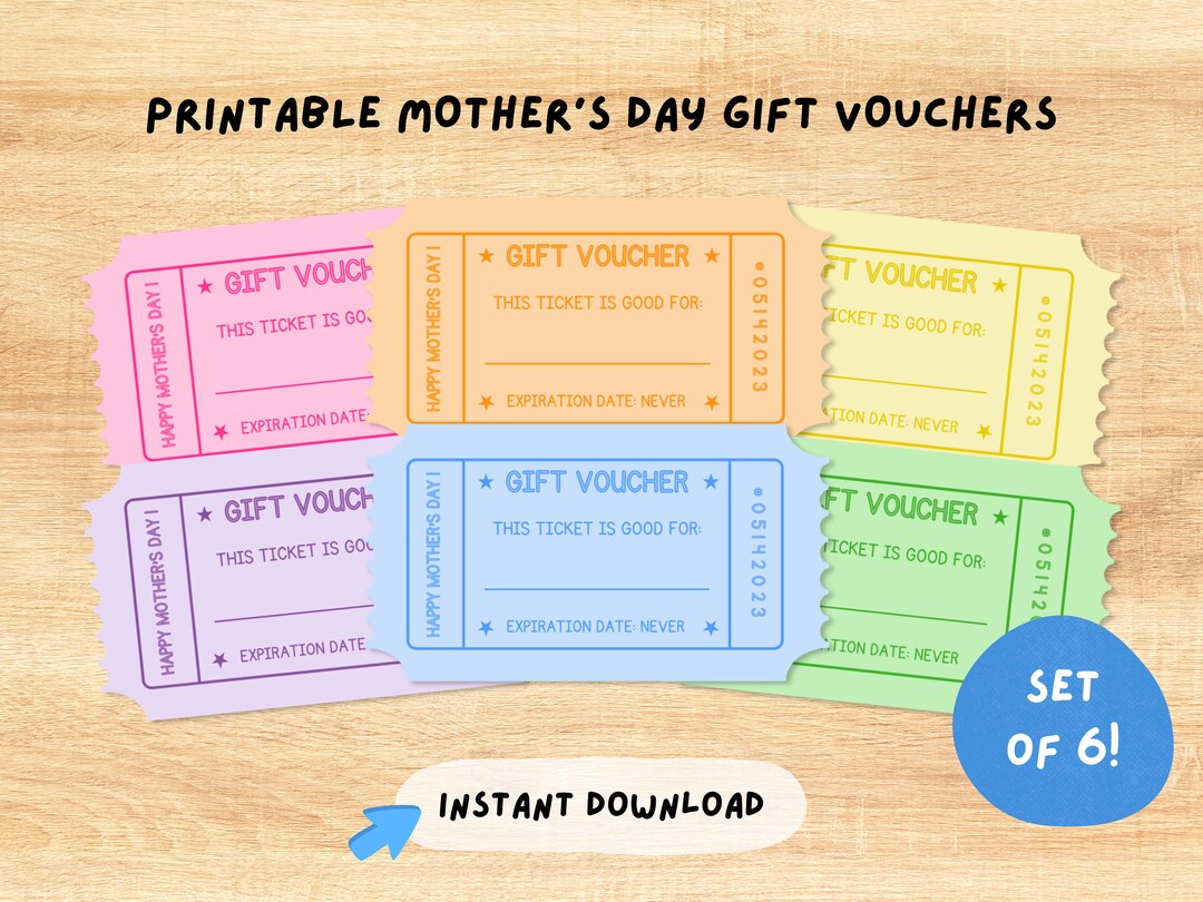 Printable Mother's Day Gift Voucher Template, DIY Mothers Day Gift for ...