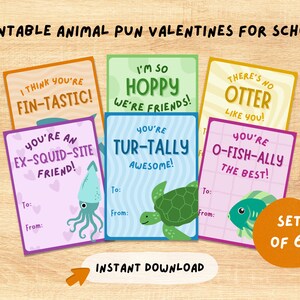 Printable Animal Valentines Card Bundle for Class, Kids Valentine's Day ...