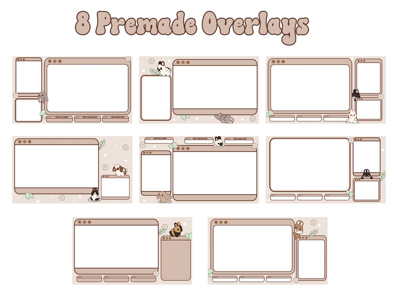 Brown Bunny Stream Overlays Pack, Ultimate Twitch Streaming Bundle ...
