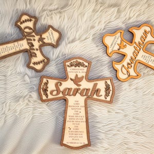 BAPTISM Gift Personalized Cross Prayer Wooden Baptism Cross Dedication ...