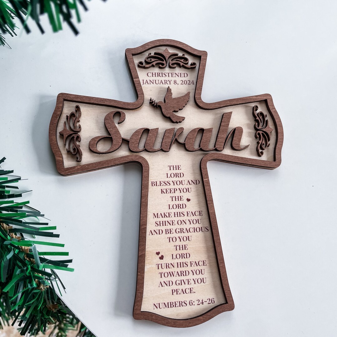 BAPTISM Gift Personalized Cross Prayer Wooden Baptism Cross Dedication ...
