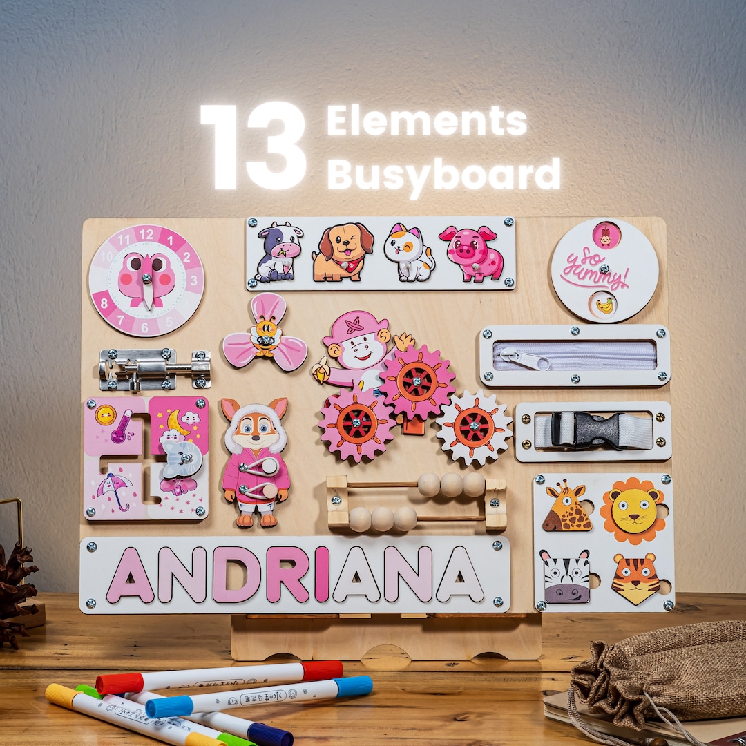 Personalized Busy Board for Toddler Girl, Christmas Baby Gift, Wooden ...