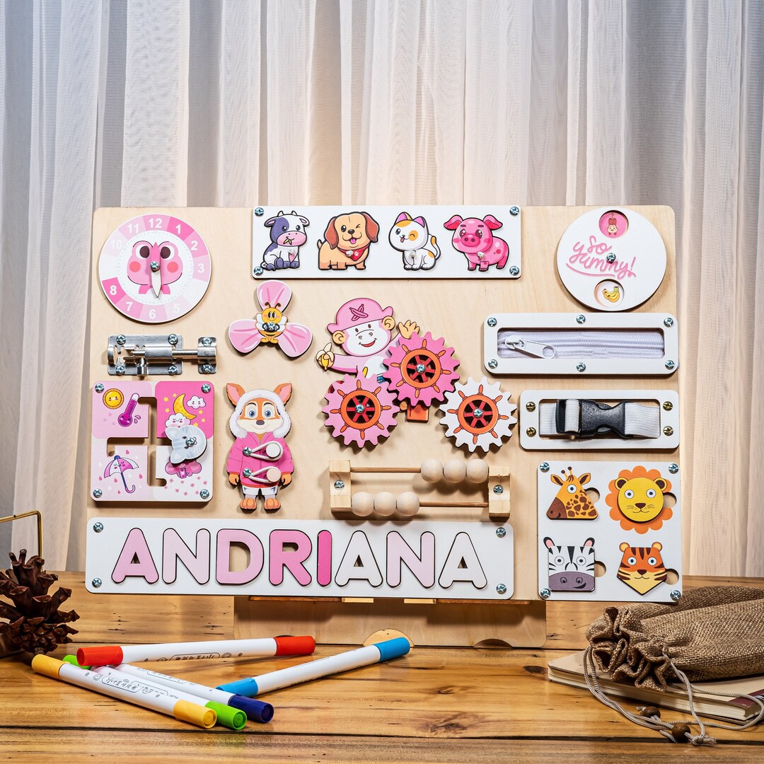 Personalized Busy Board for Toddler Girl, Easter Baby Gift, Wooden Baby ...