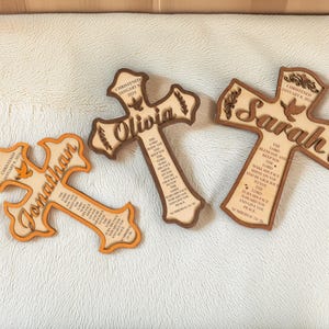 BAPTISM Gift Personalized Cross Prayer Wooden Baptism Cross Dedication ...