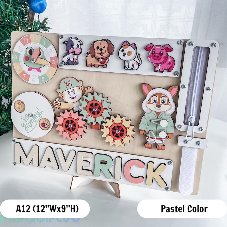 Unique Busy Board Animal Name Puzzle Montessori Board Wooden Nursery ...