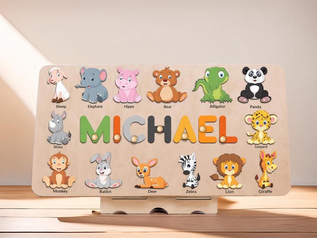Personalized Name Puzzle for Toddlers 1-3 - Custom Wooden Baby Gift ...