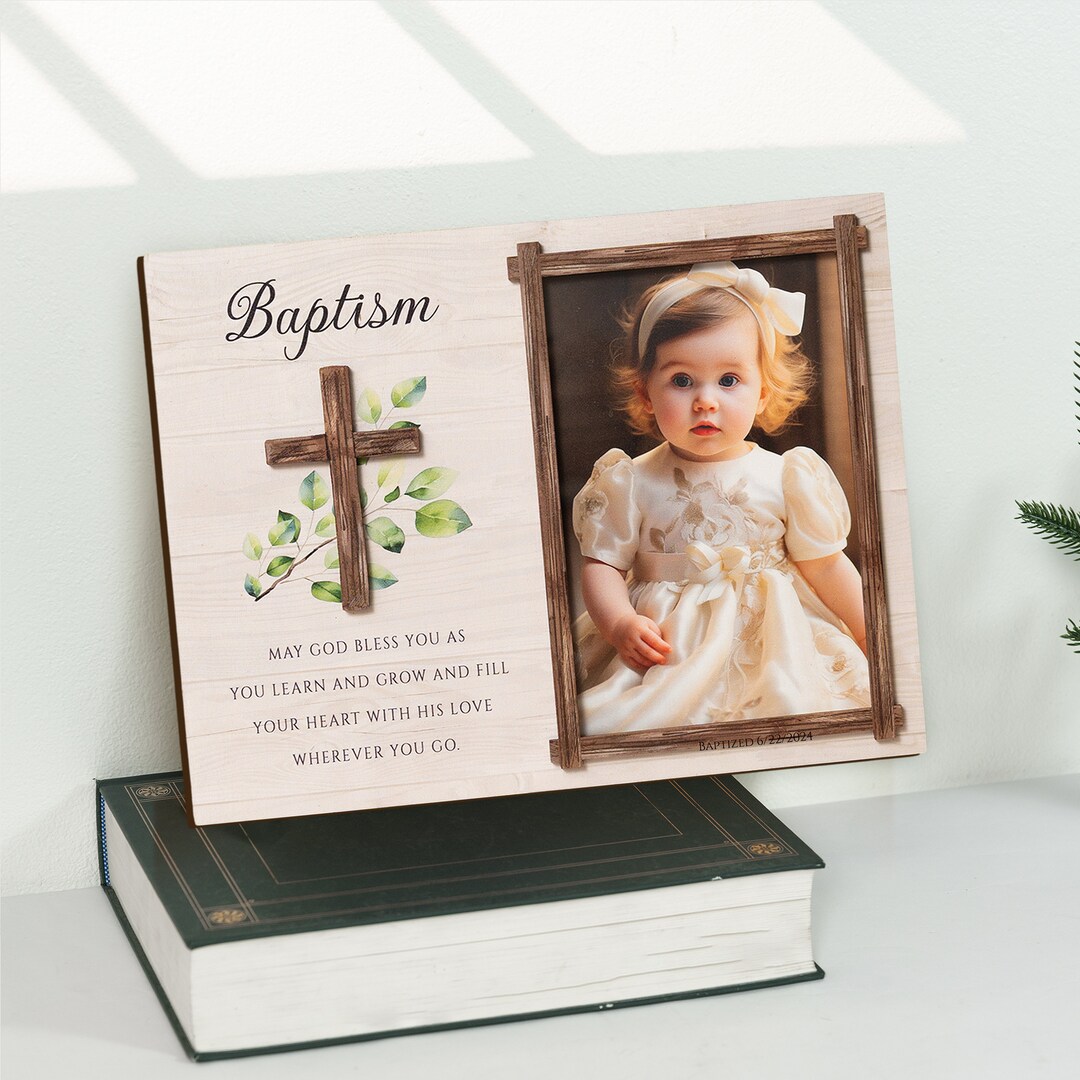 Personalized Baptism Picture Frame, Baby Wooden Baptism Photo Gift for ...