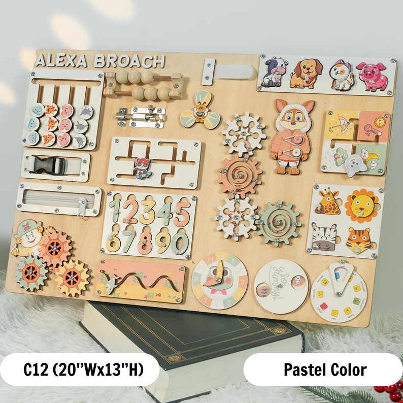 Unique Busy Board Animal Name Puzzle Montessori Board Wooden Nursery ...