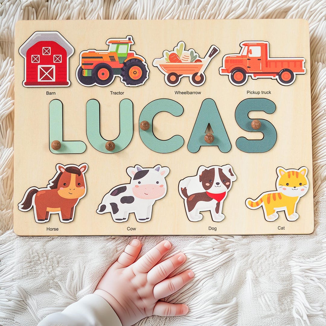Farm Animal Name Puzzle, Animal Farm Toy, Barnyard Name Puzzle, 1st ...