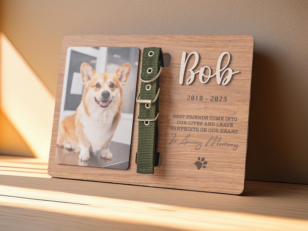 Memorial Dog Collar Sign, Pet Personalized Frame, Custom Cat Portrait ...