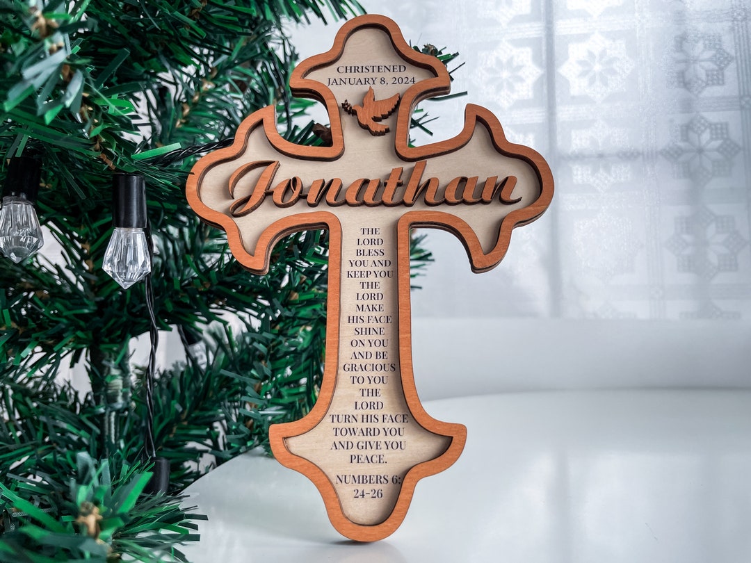 BAPTISM Gift Personalized Cross Prayer Wooden Baptism Cross Dedication ...