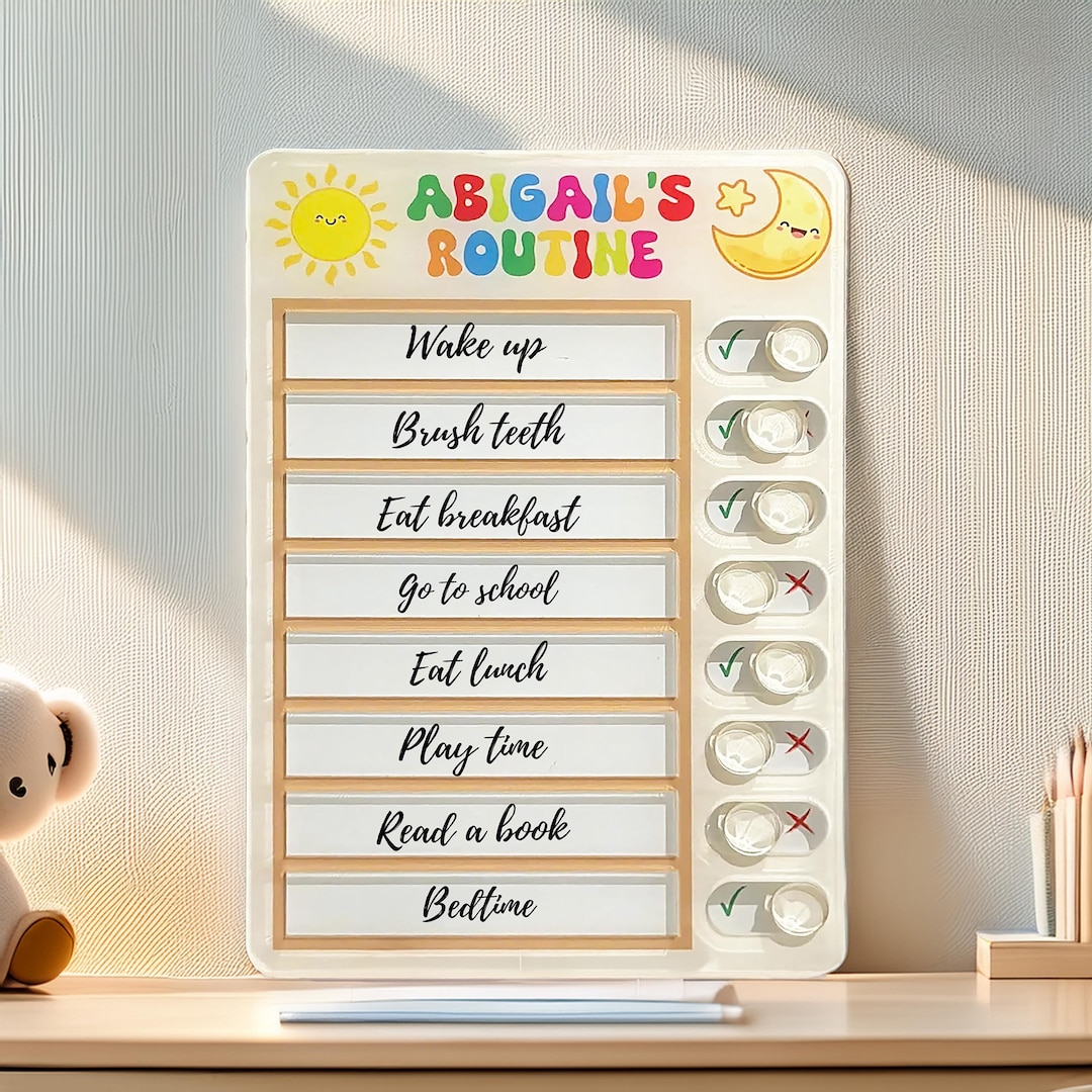Sliding Routine Chart, Chore Chart, Daily Checklist, Kids Daily Tasks ...