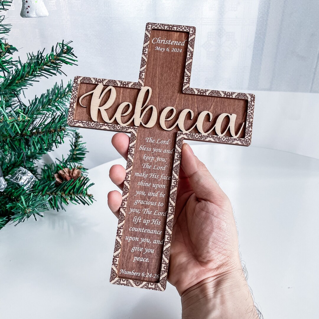 Personalized Cross Custom Wood Cross Baptism Cross First Communion ...