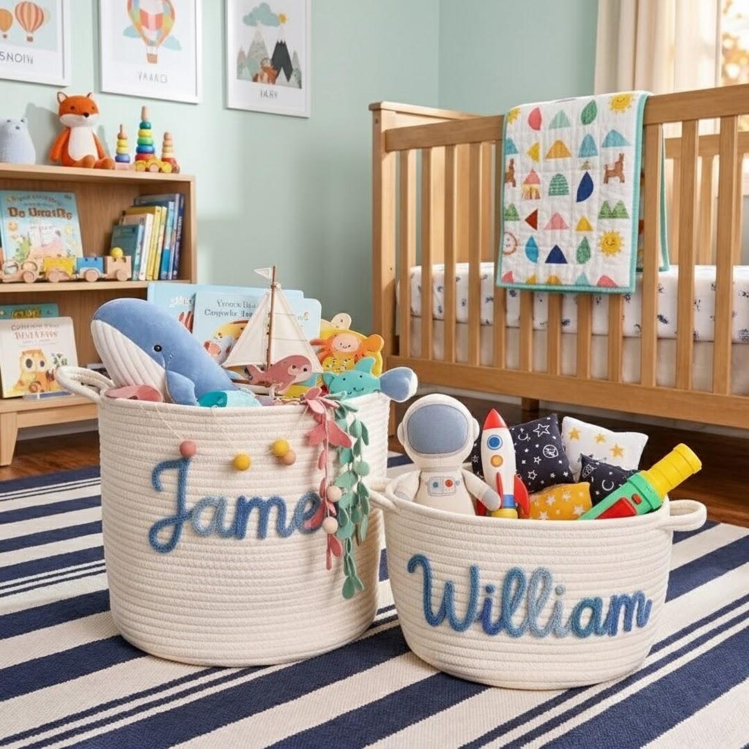 Personalized Monogrammed Woven Basket for Baby Shower Gift · Cotton ...