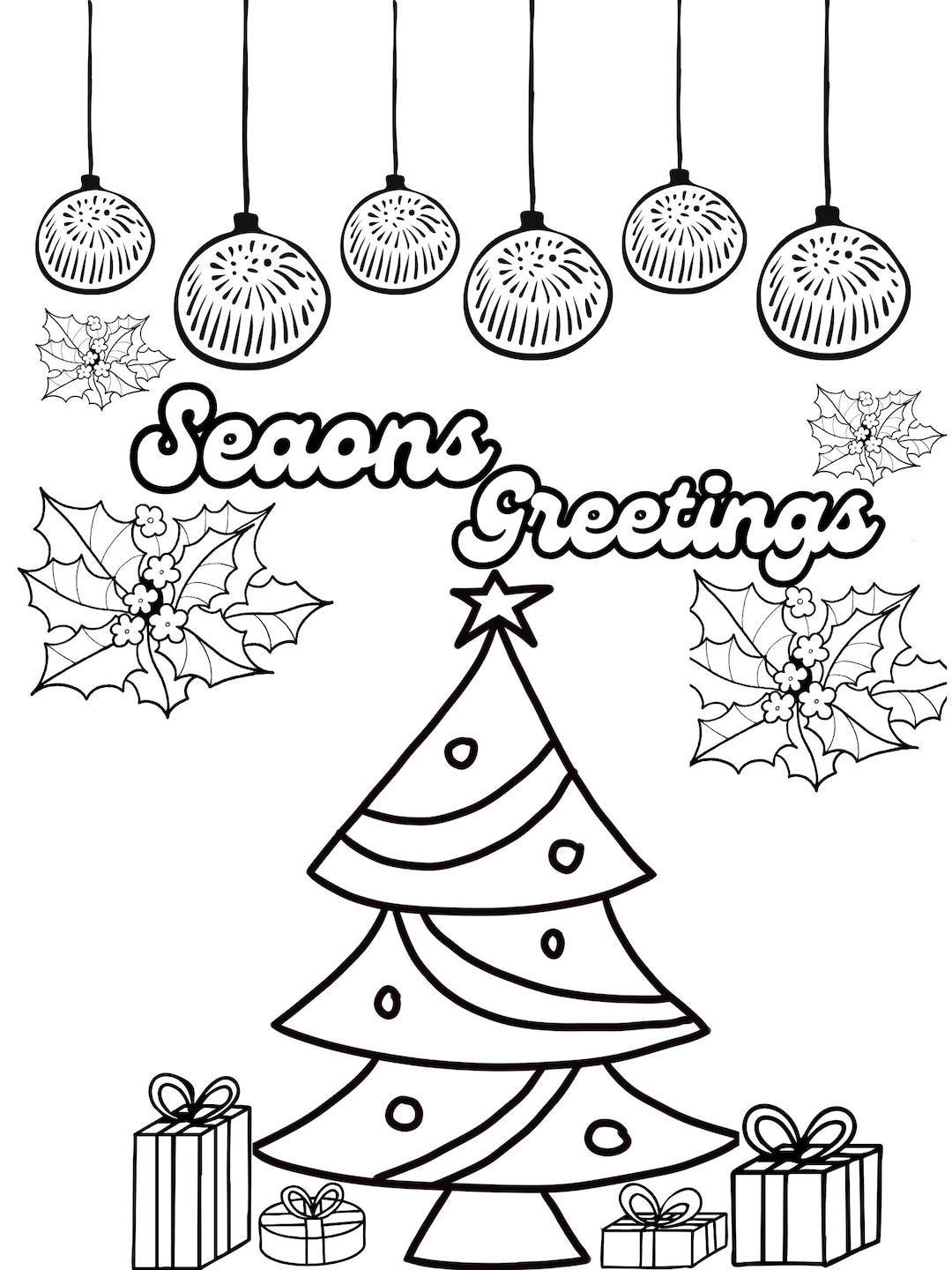 Seasons Greetings Coloring Page - Etsy