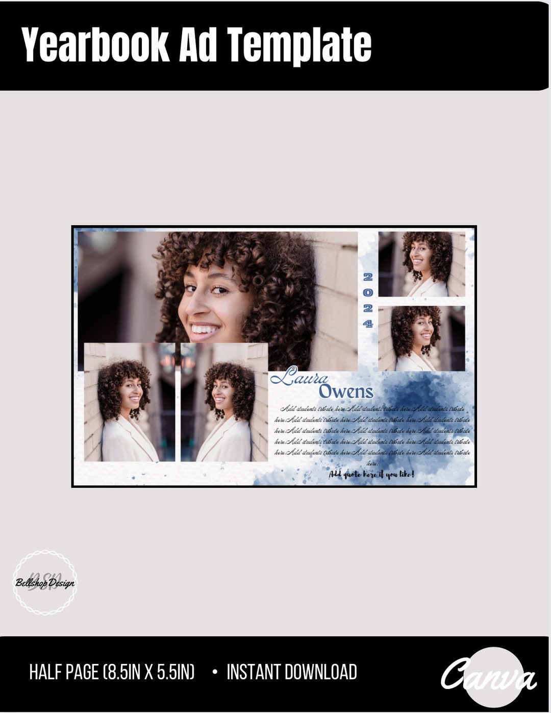 Editable Half-page Yearbook Ad Template - 5 Picture Layout - Etsy