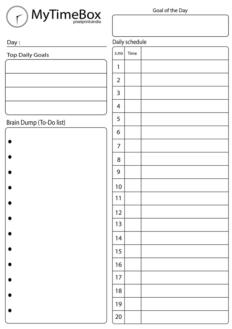 Time Management Timebox Daily Planner Timeboxing Printable PDF Digital ...