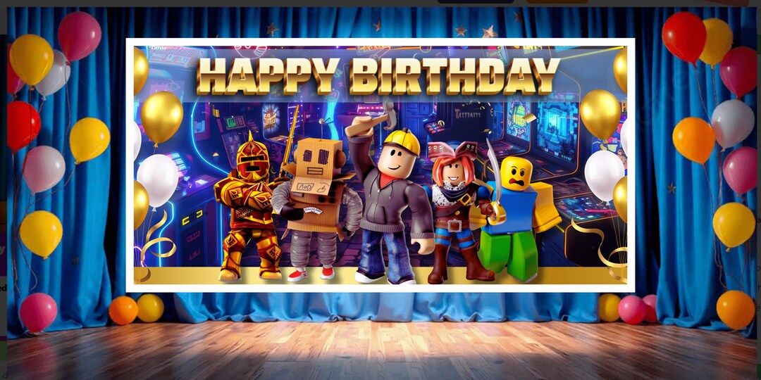 Roblox Birthday Backdrop, Customizable Party Decoration - Etsy Canada