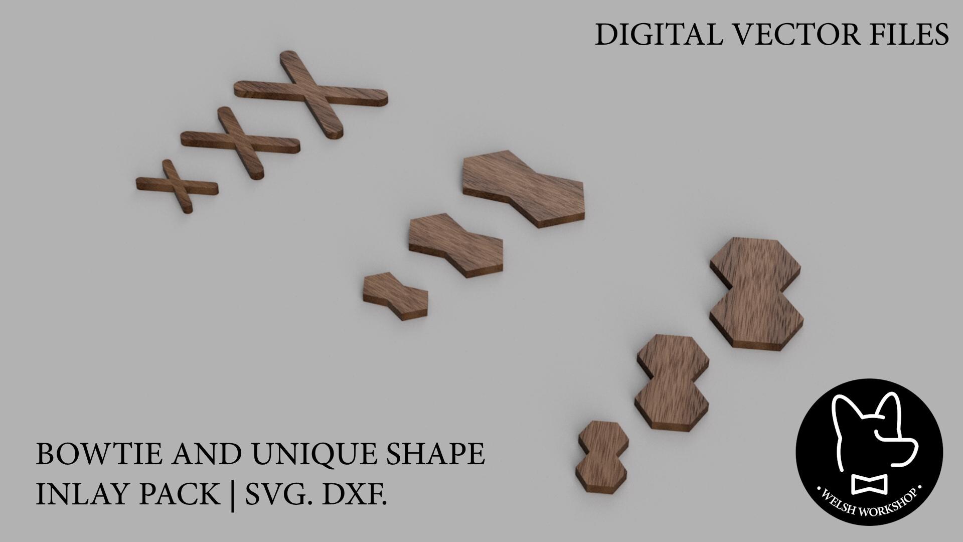 Bow Tie and Unique Shape Inlay Pack for Woodworking | 39 Vector Files ...