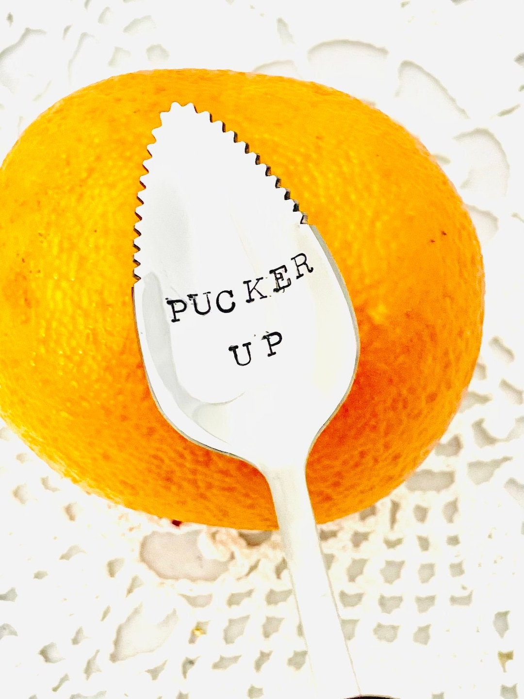 Pucker up Hand Stamped Fruit Spoon, Stamped Grapefruit Spoon, Breakfast ...