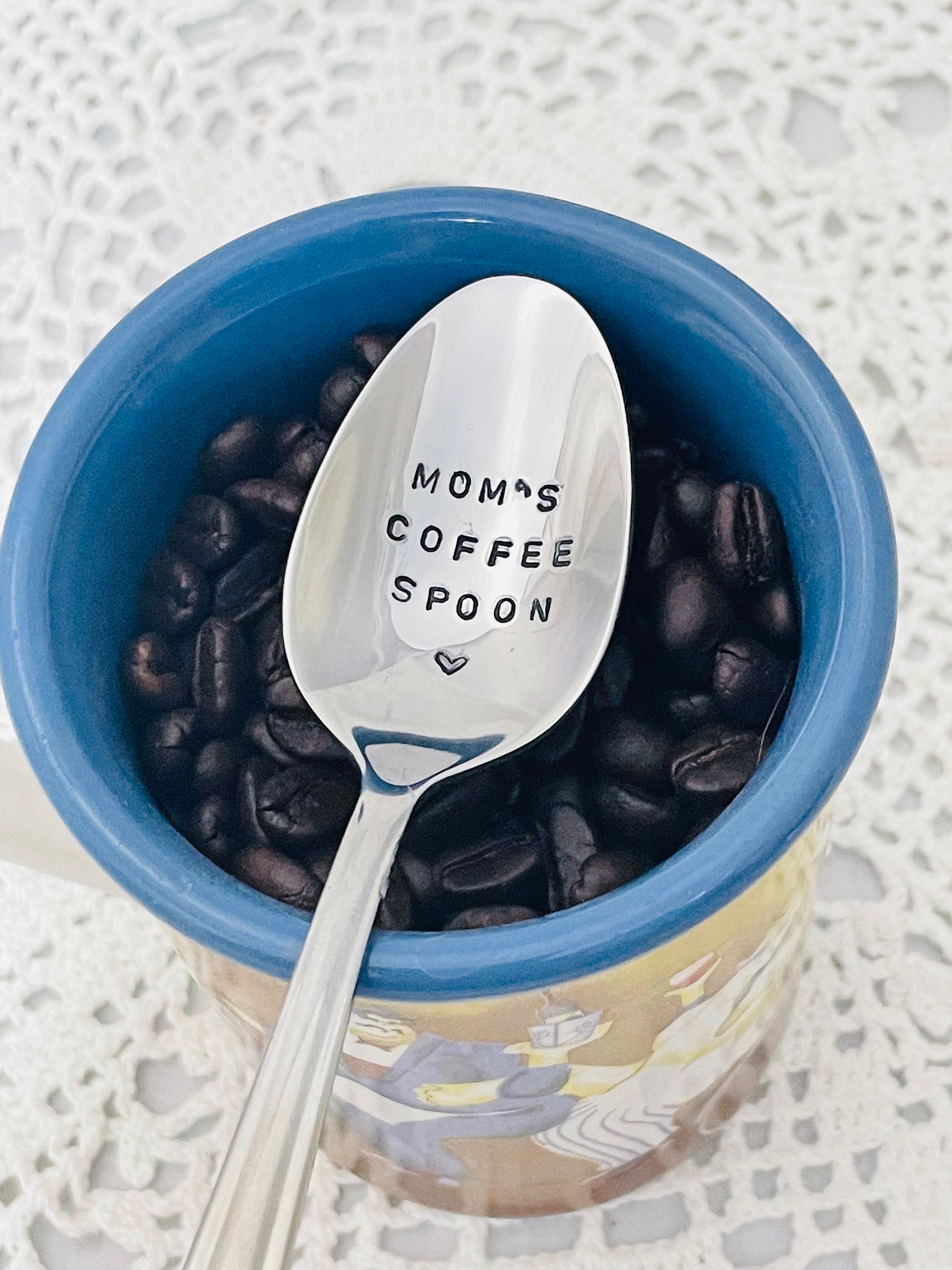 Moms Coffee Spoon, Hand Stamped Custom Spoon, Gift for Mom, Mothers Day Gift, Personalized Spoon ...