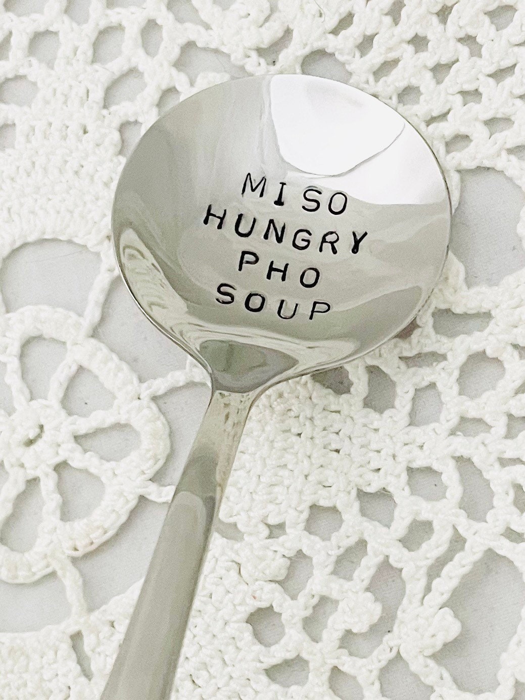 Miso Hungry Pho Soup Spoon, Hand Stamped Custom Spoon, Soup Lover Gift ...