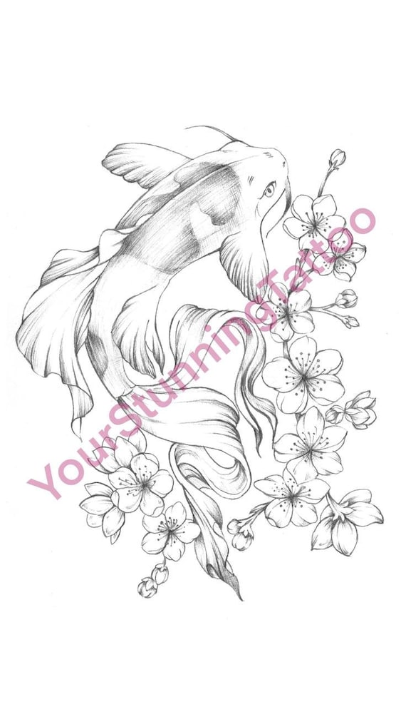 Koi Fish Tattoo Designs Stencils Orange And Blue Koi Fish In Black And