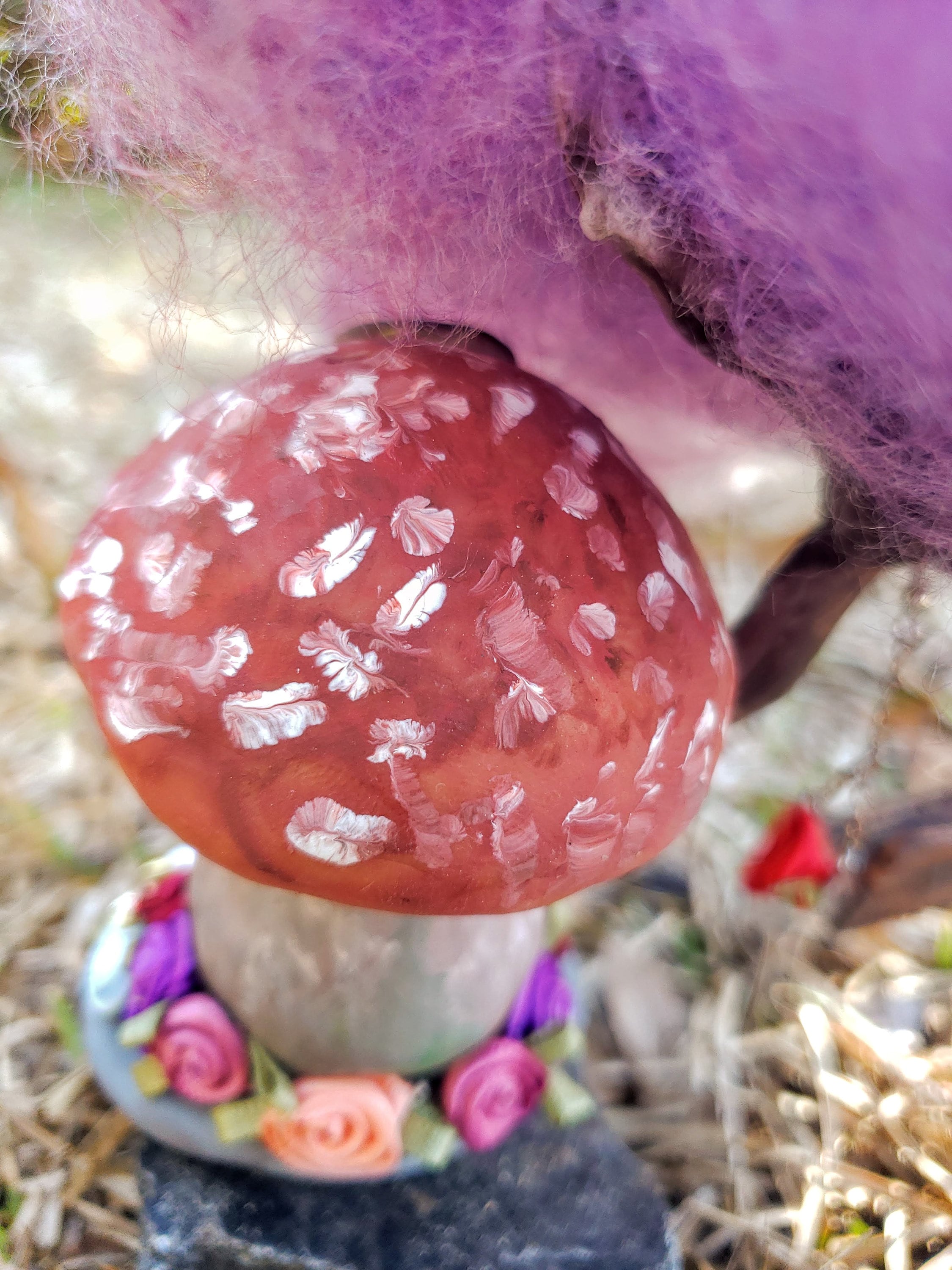 Mushroom Tree Cottage With Flowers and Swing Miniature Fairycore ...