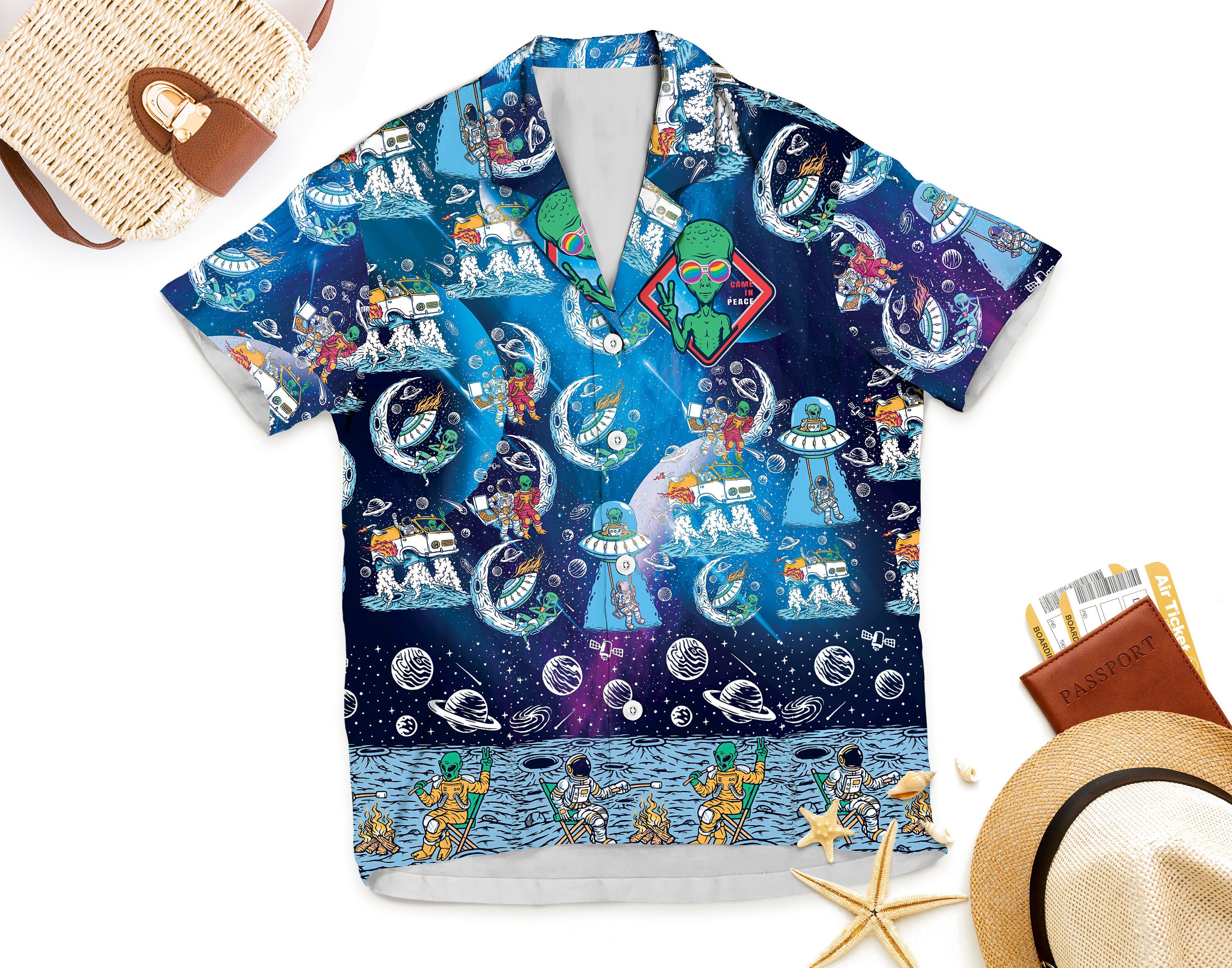 Hippie UFO Alien Hawaiian Shirt sold by St Martin Italian Necessary ...