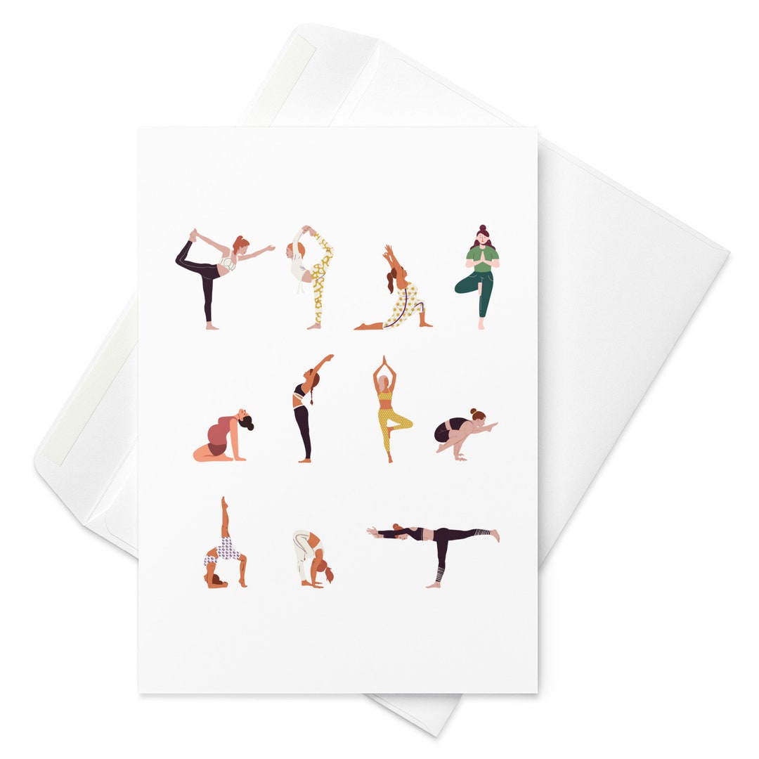 Ooflessshop - Multiple Yoga Poses - Blank Greeting Card - Etsy