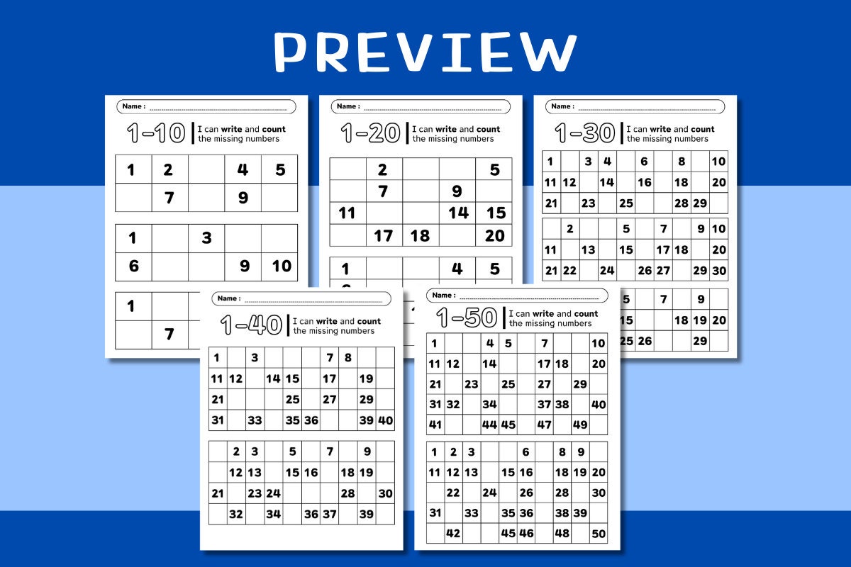Missing Numbers : Kindergarten Counting 1-100 | Math Game (no Prep) - Etsy