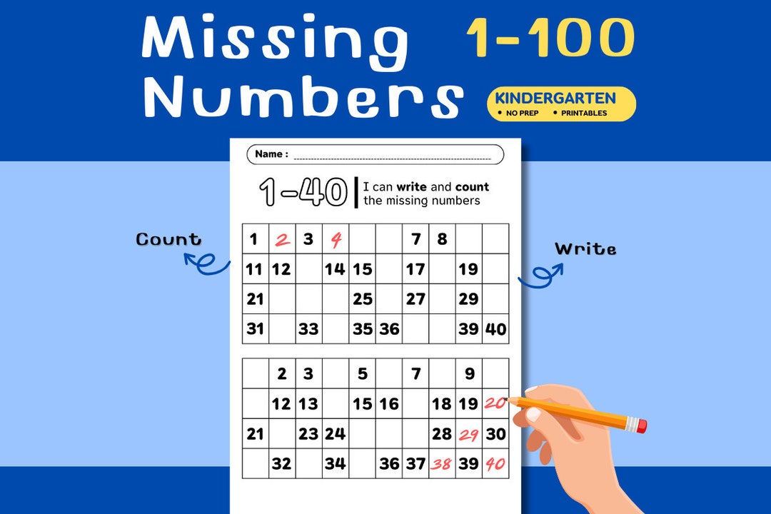 Missing Numbers : Kindergarten Counting 1-100 | Math Game (no Prep) - Etsy
