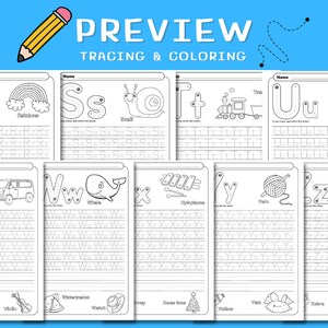 26 Alphabet Tracing Uppercase & Lowercase Printable Worksheets ...