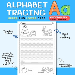 26 Alphabet Tracing Uppercase & Lowercase Printable Worksheets ...