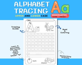 Alphabet Tracing, Worksheets, 26 Printable Uppercase and Lower ...