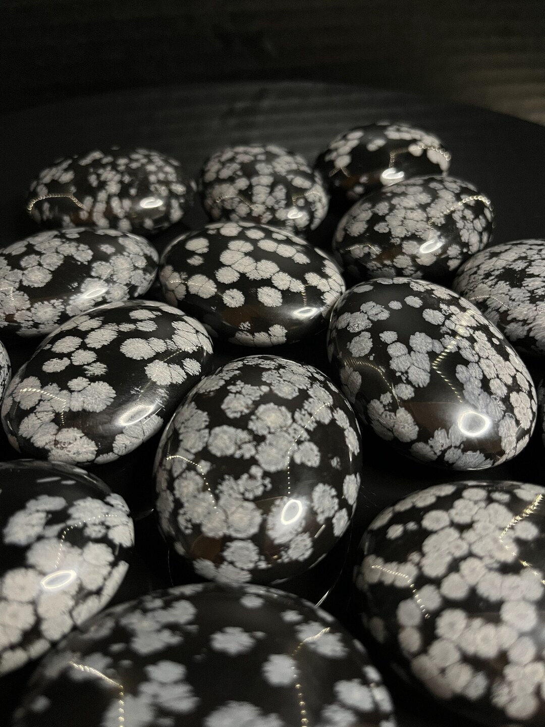 Snowflake Obsidian Palmstone, Snowflake Obsidian Pocket Stone, Polished ...
