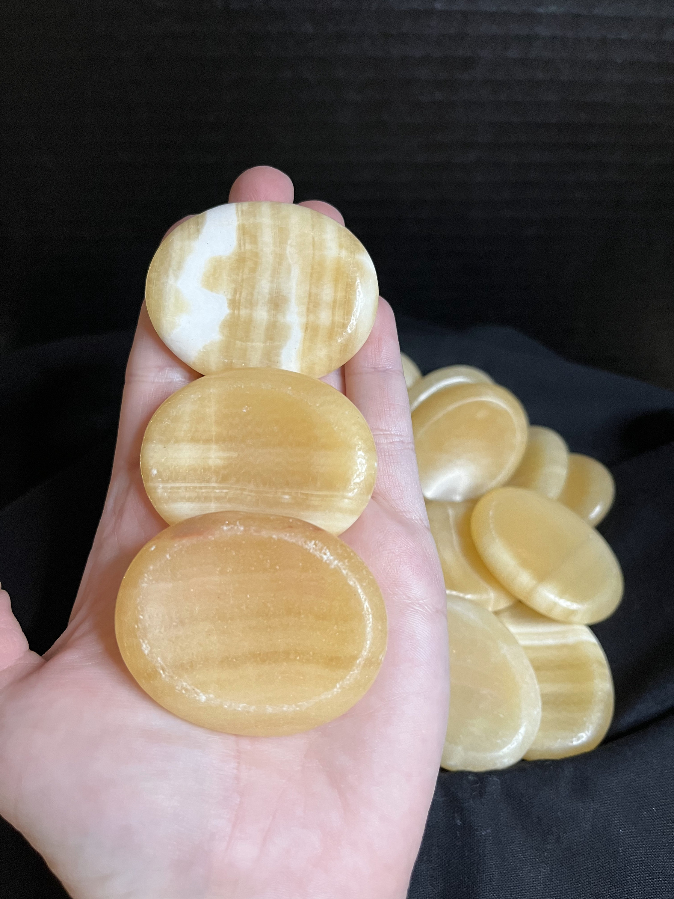 Yellow Aragonite Worry Stone, Natural Yellow Aragonite, Thumb Stone ...