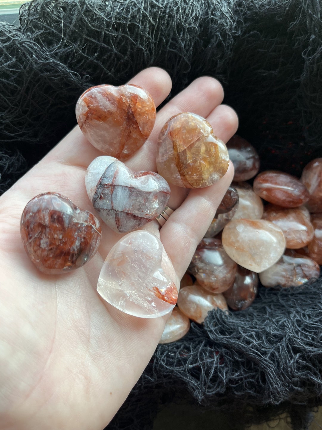 Fire Quartz Heart, Hand-carved, Natural Stone, Home Decor, Natural ...