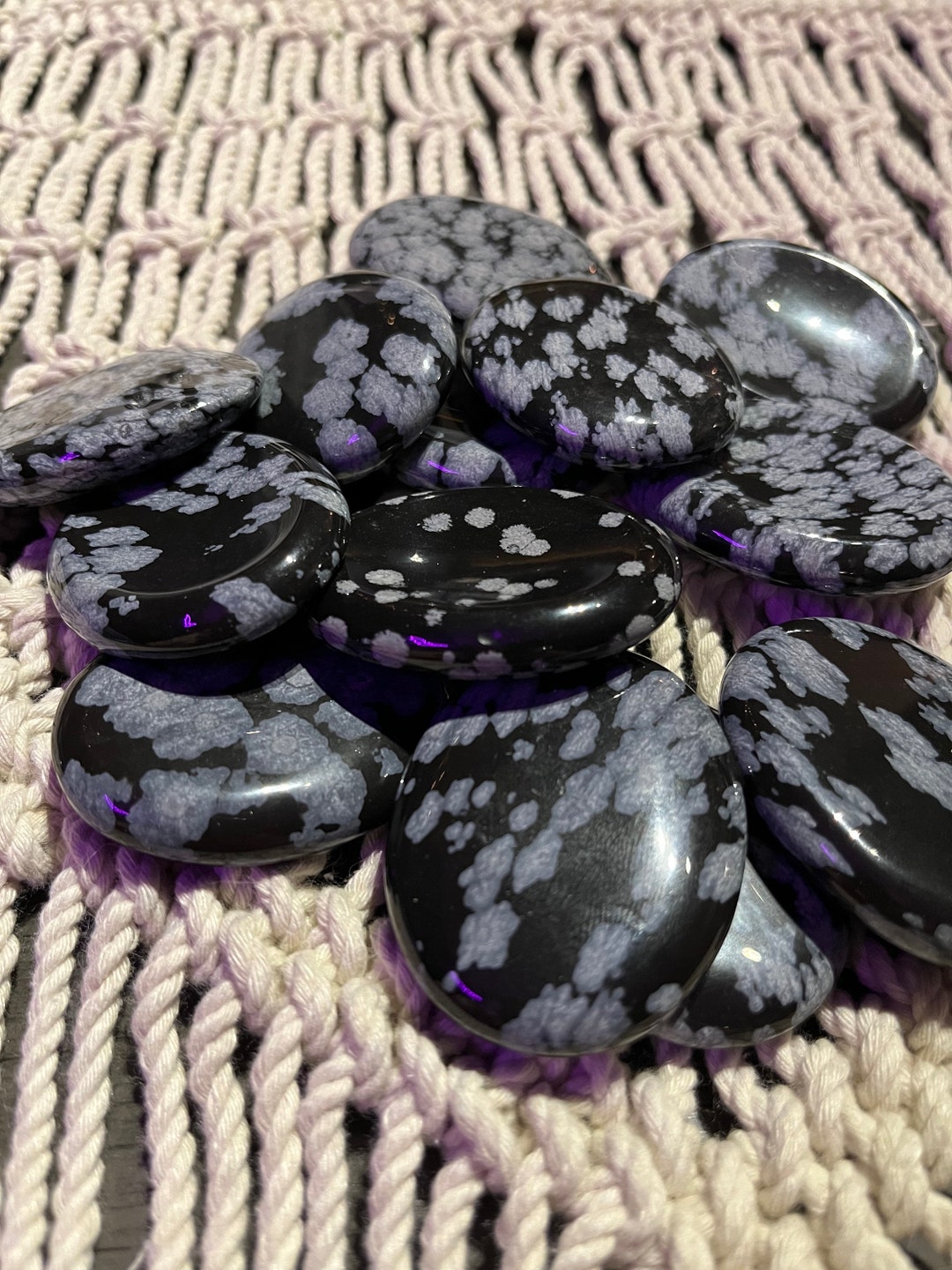Snowflake Obsidian Worry Stone, Thumb Stone, Natural Worry Stone ...