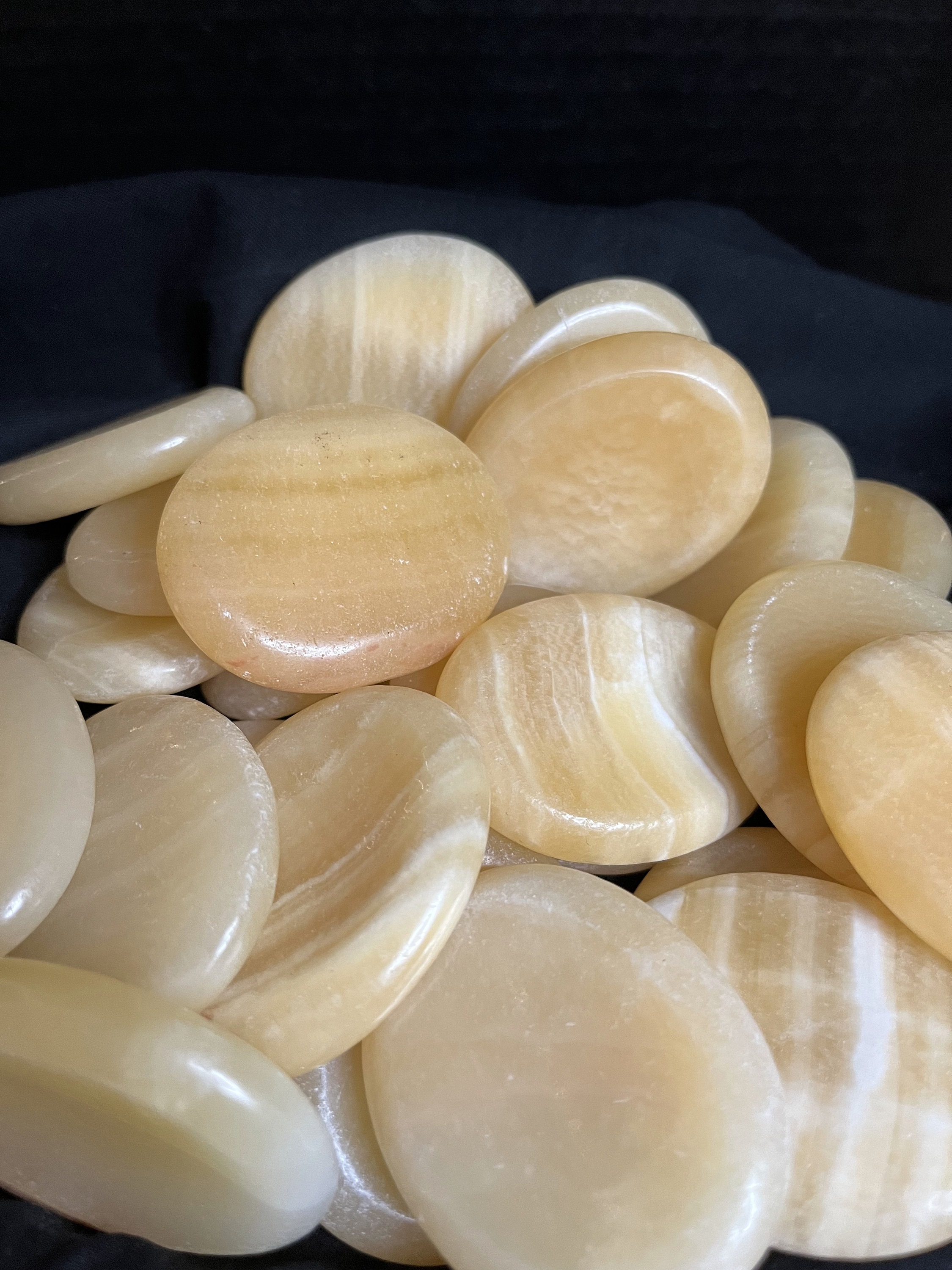 Yellow Aragonite Worry Stone, Natural Yellow Aragonite, Thumb Stone ...